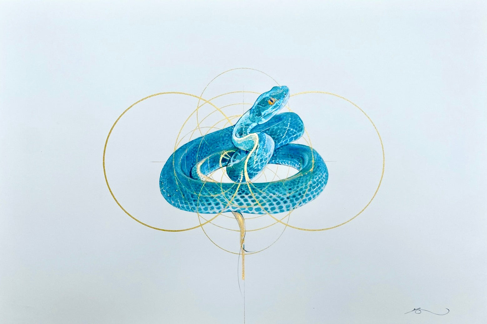 FRAMED - COSMIC SNAKE ORiGiNAL PAiNTED DRAWING – EDiT. Greenwich